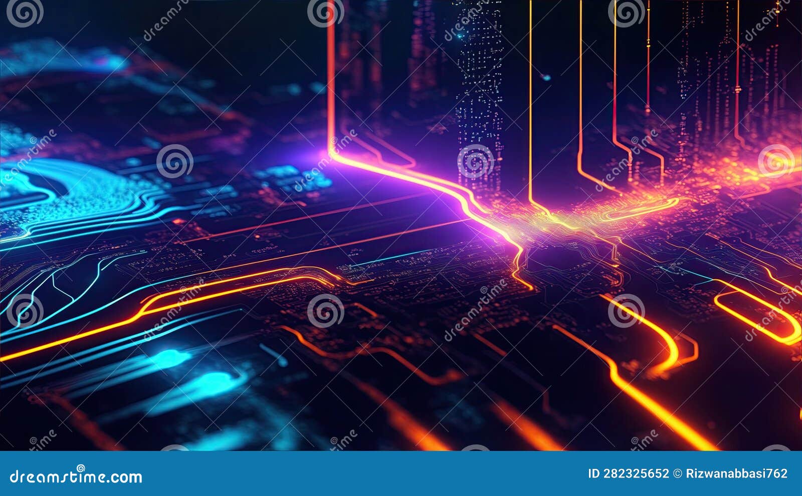 Futuristic Technology Wallpaper with Digital Waves and Circuit Board ...