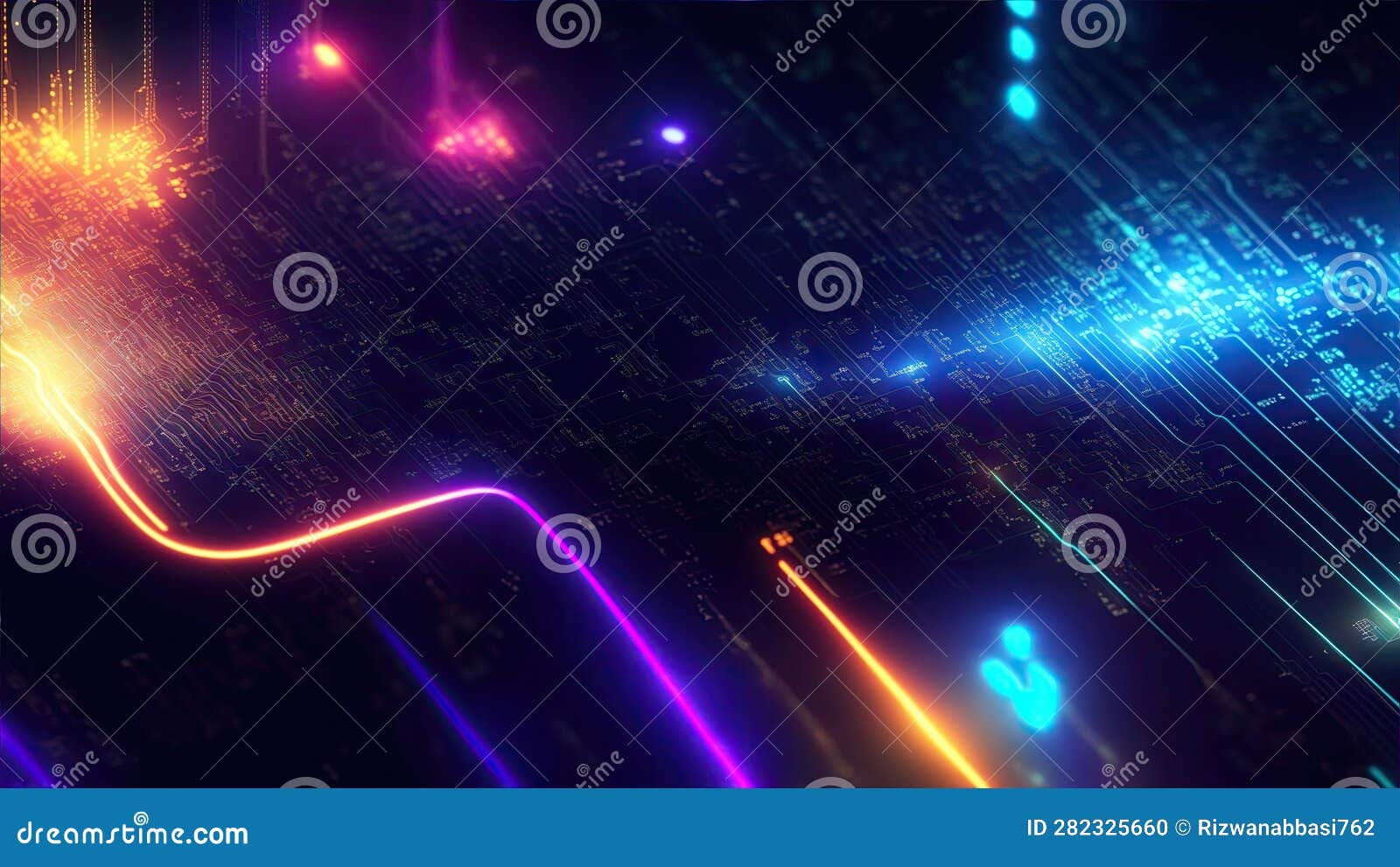 Futuristic Technology Wallpaper with Digital Waves and Circuit Board ...