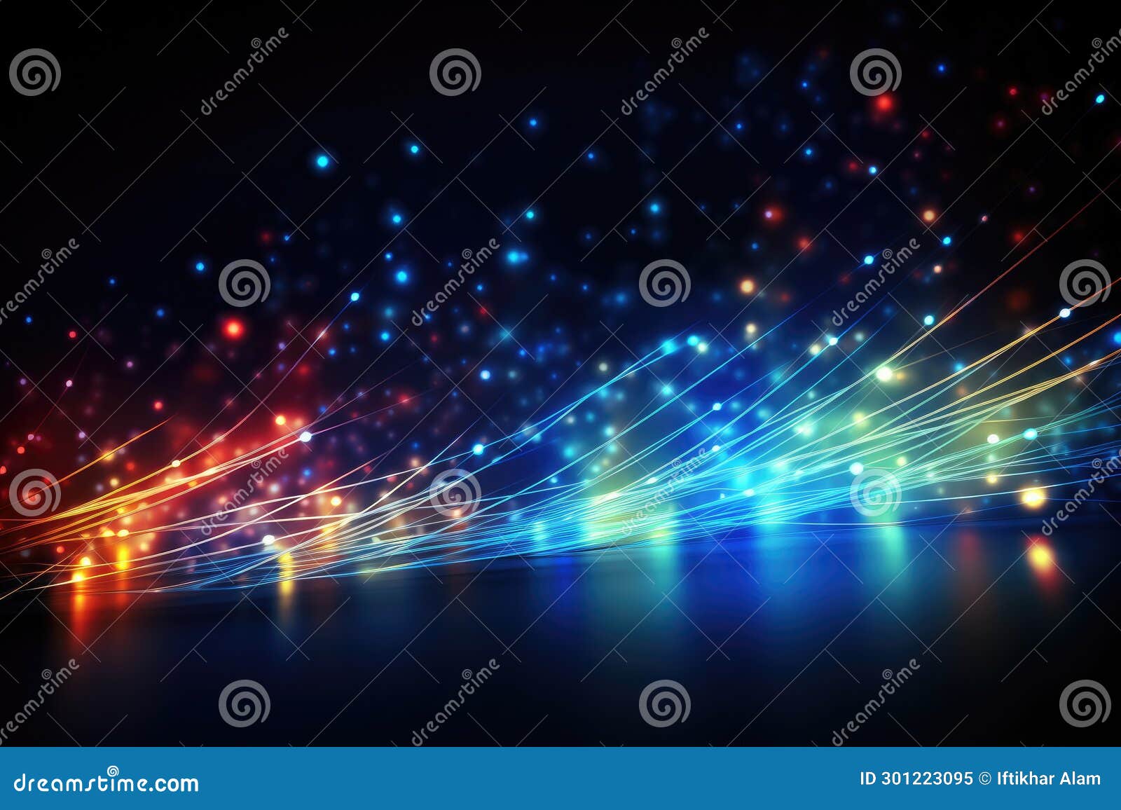 Futuristic Technology Wave Background with Glowing Lines and Bokeh ...