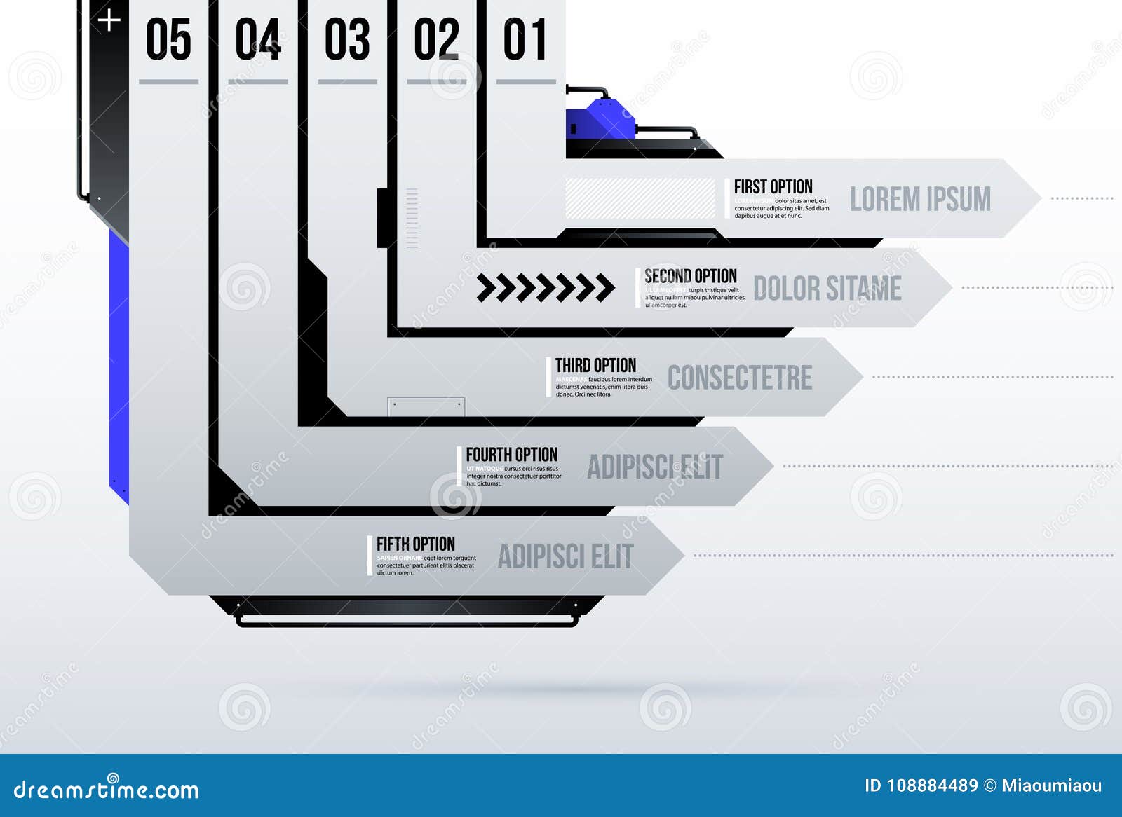 Futuristic Template with Five Directional Stripes/options in Clean Hi ...