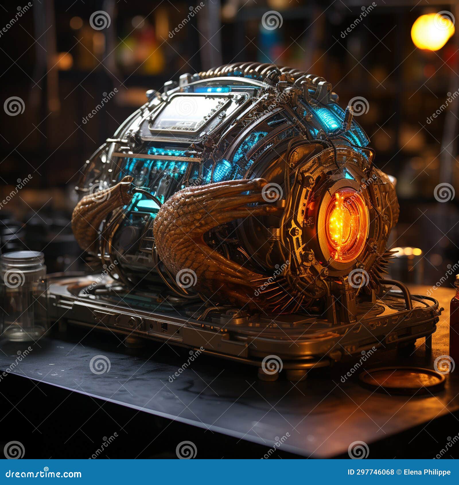 Futuristic Thanksgiven Dinner Table with Roasted Turkey and Vegetables ...