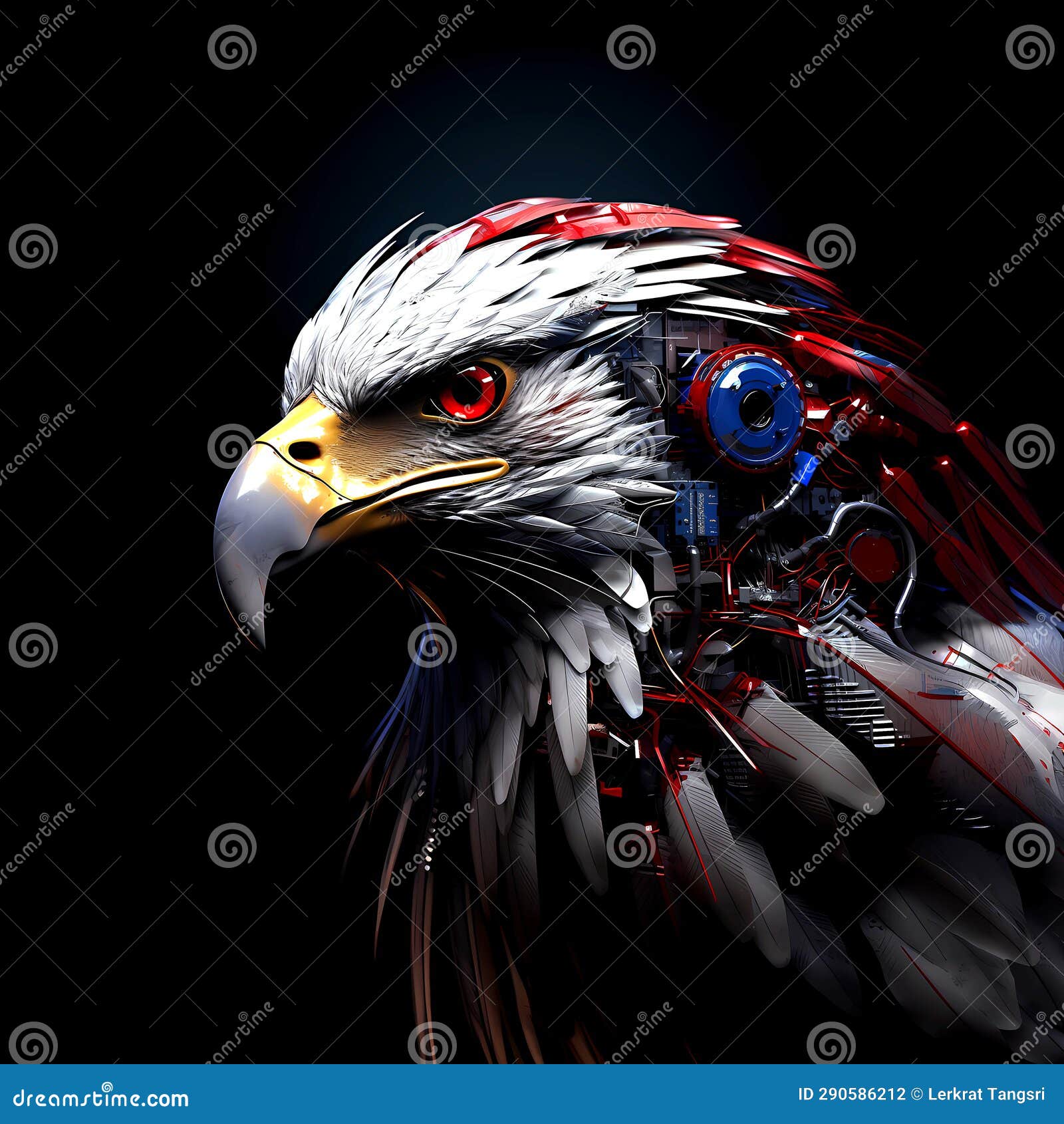 Futuristic Three Colors Eagle Head Stock Illustration - Illustration of ...