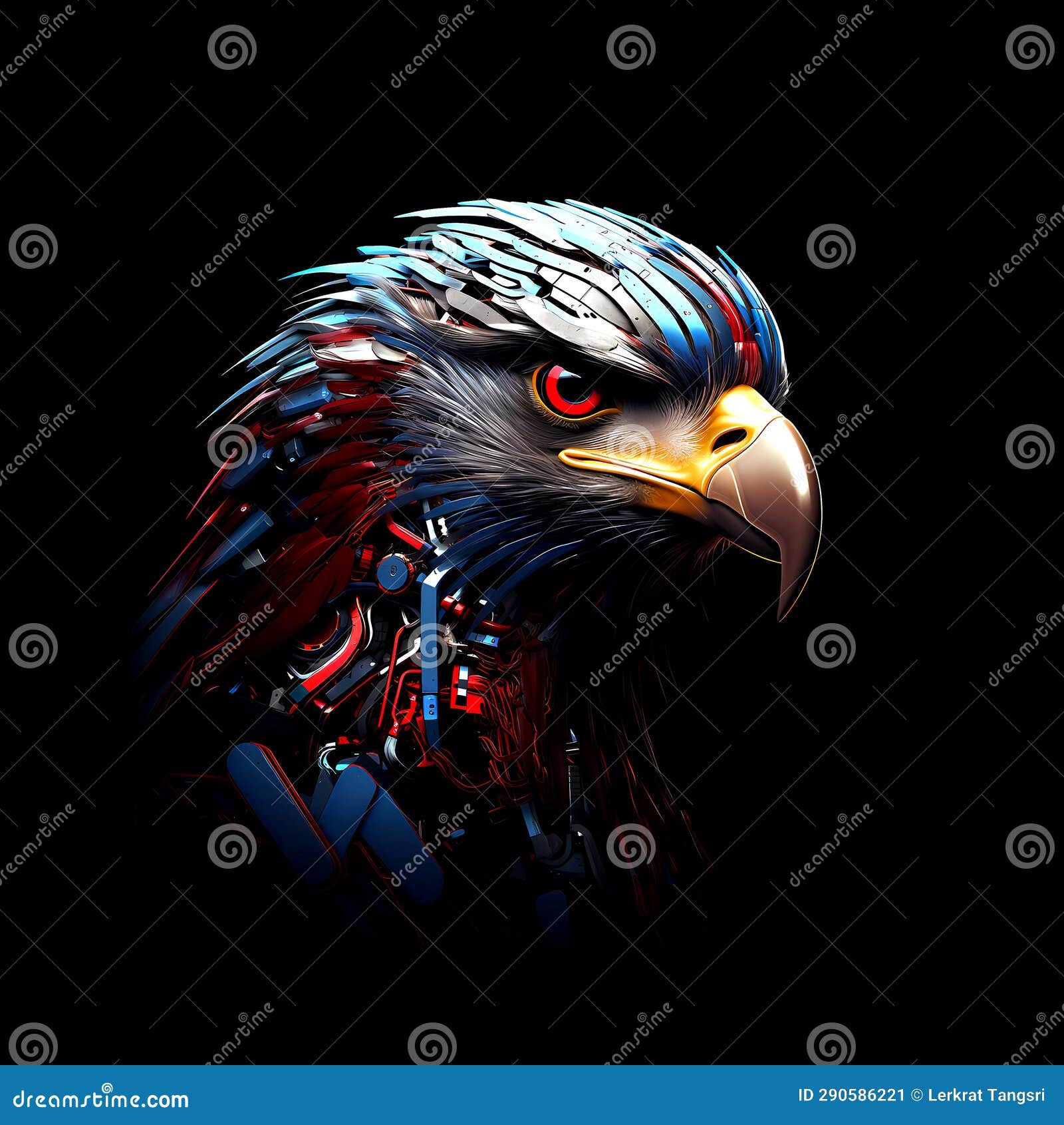 Futuristic Three Colors Eagle Head Stock Illustration - Illustration of ...