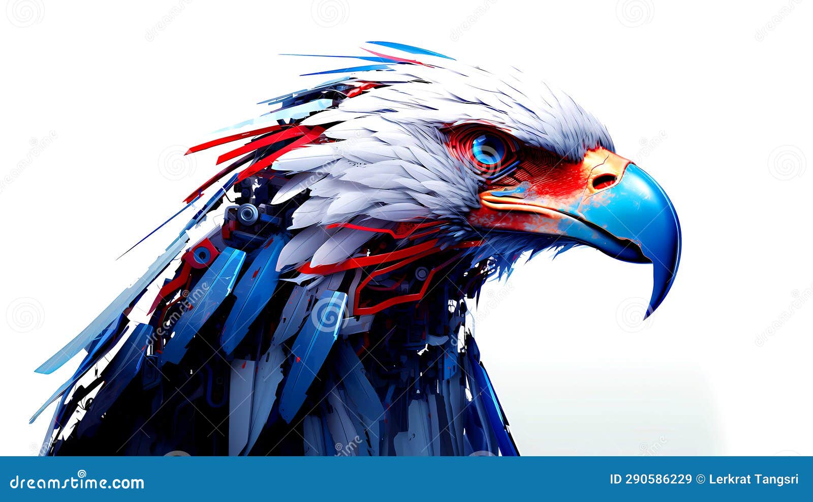 Futuristic Three Colors Eagle Head Stock Illustration - Illustration of ...