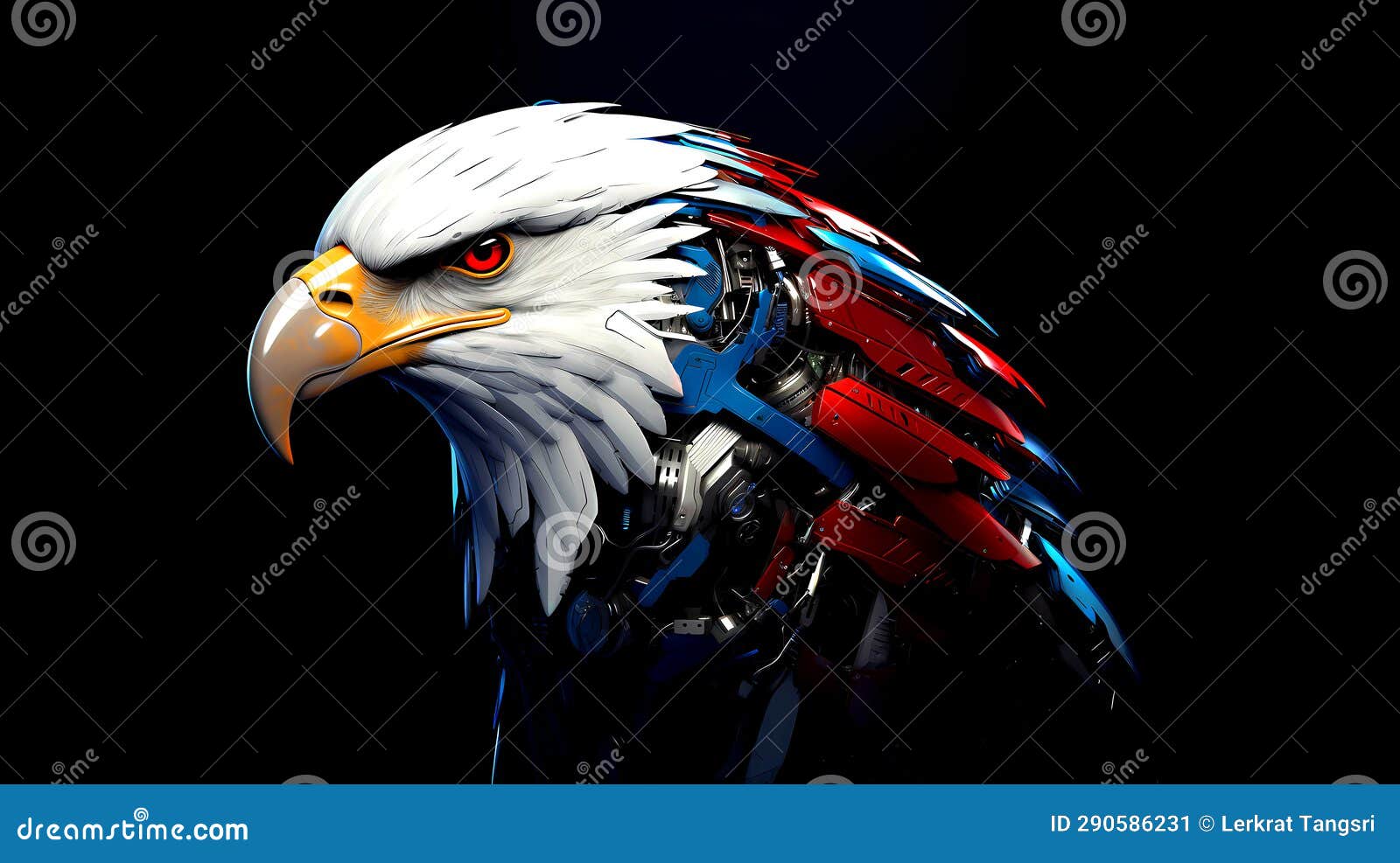 Futuristic Three Colors Eagle Head Stock Illustration - Illustration of ...