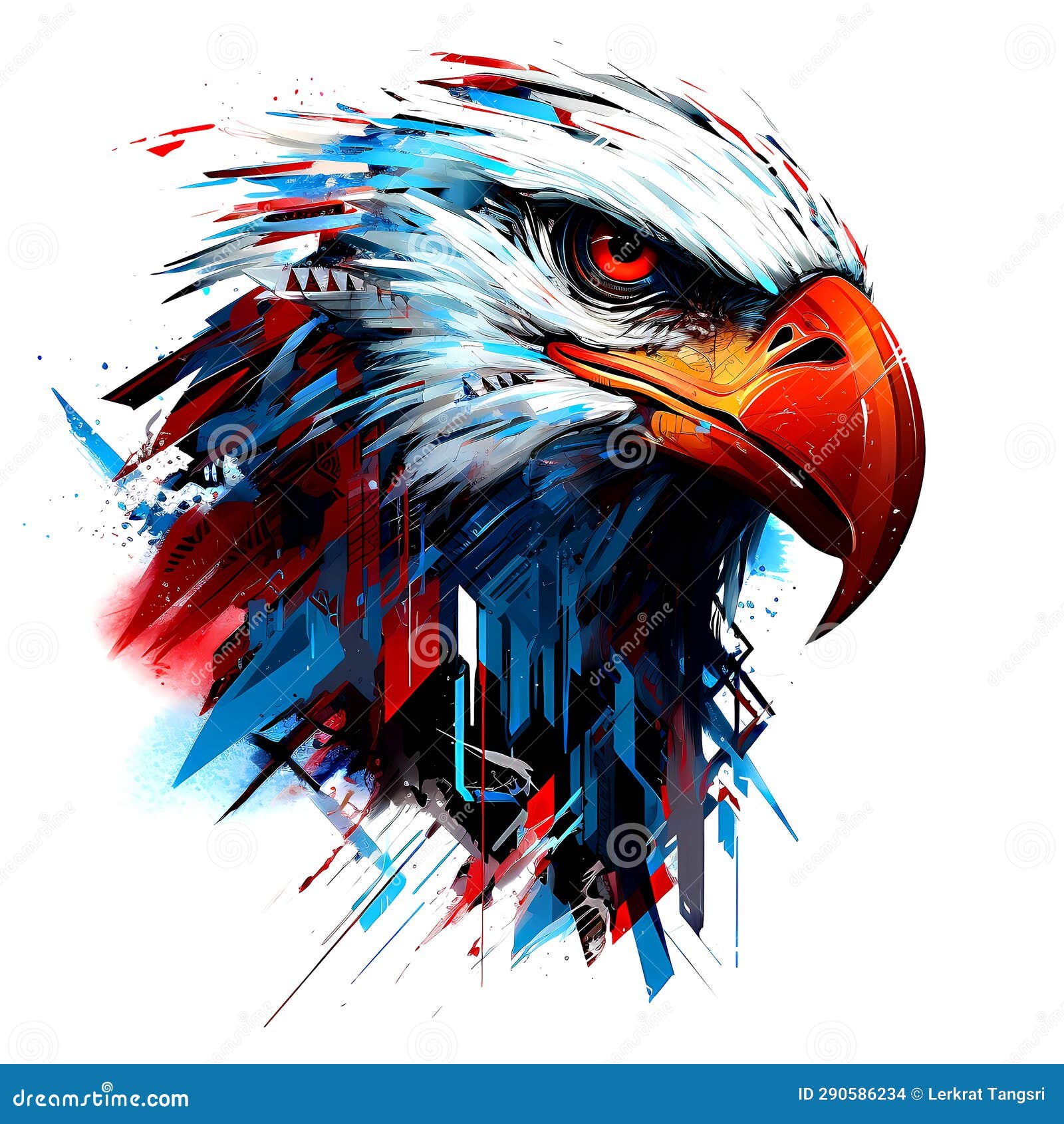 Futuristic Three Colors Eagle Head Stock Illustration - Illustration of ...