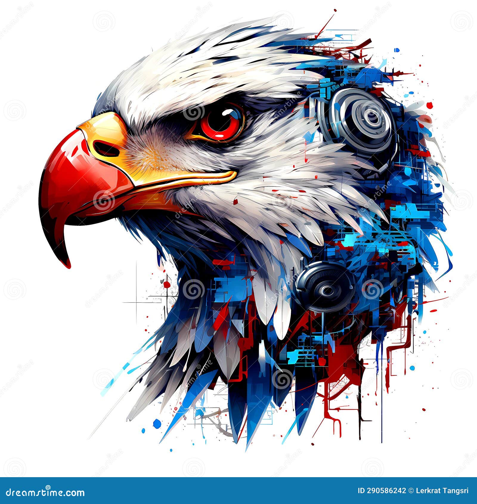 Futuristic Three Colors Eagle Head Stock Illustration - Illustration of ...