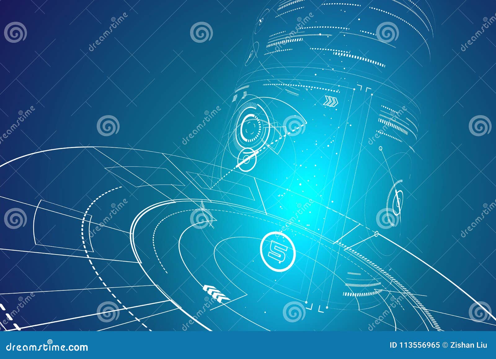 Futuristic Three-dimensional Interface, Abstract Graphic Design. Stock ...