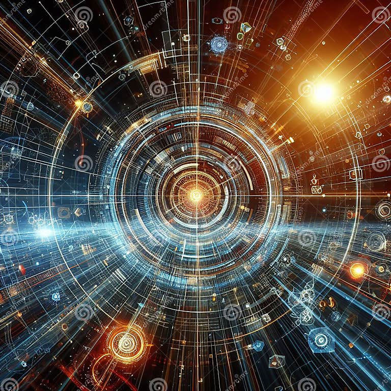 Abstract Futuristic Time Technology Background Stock Illustration ...