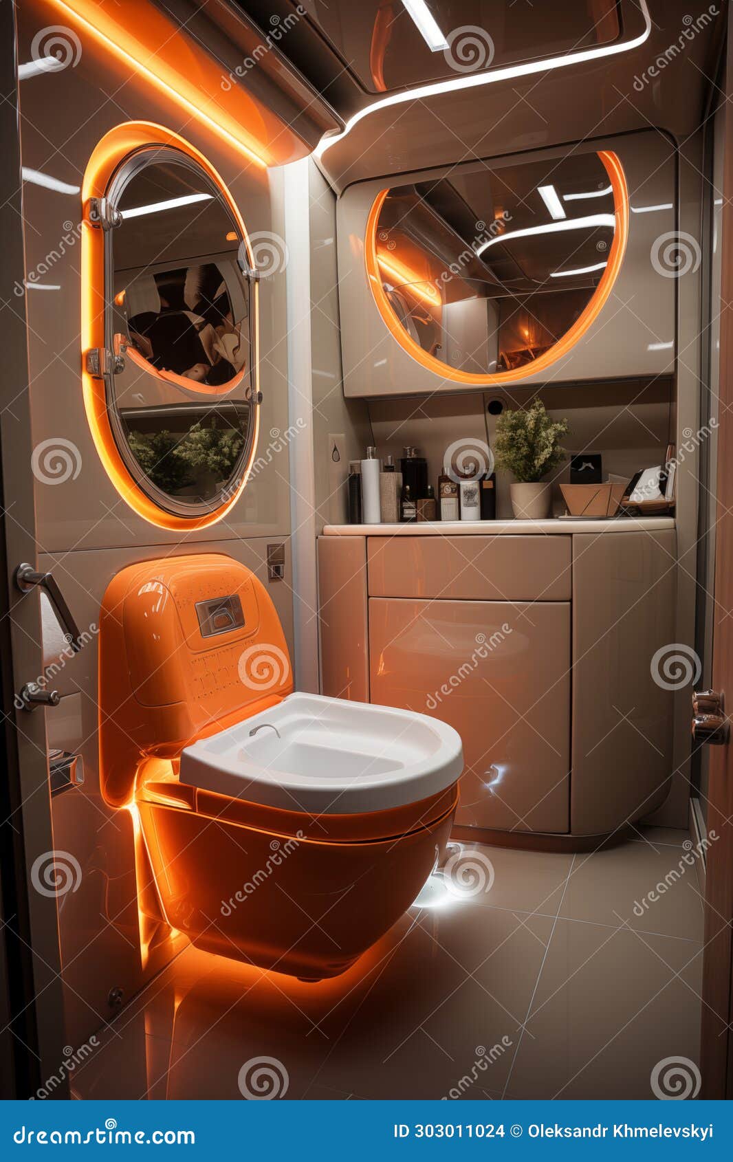 Futuristic Toilet Design, Rounded Shapes and Glossy Surface. AI ...