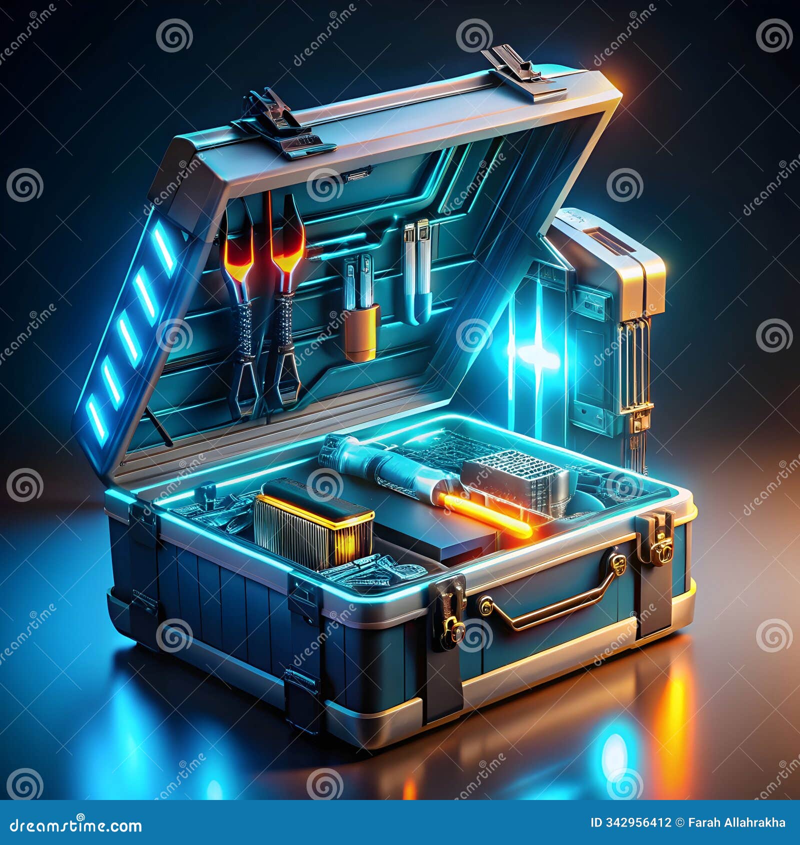 A Futuristic Toolbox Filled with Glowing, High-tech Tools, Showcasing ...