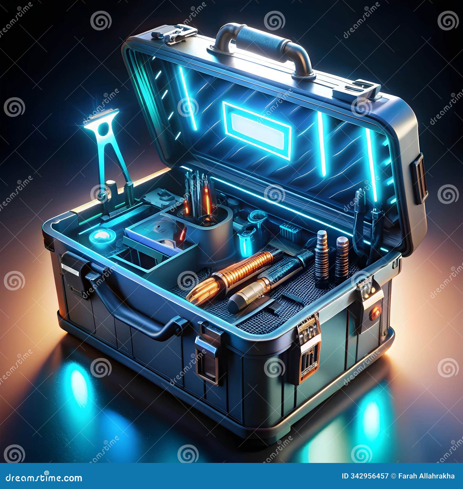 A Futuristic Toolbox Filled with Glowing, High-tech Tools, Showcasing ...