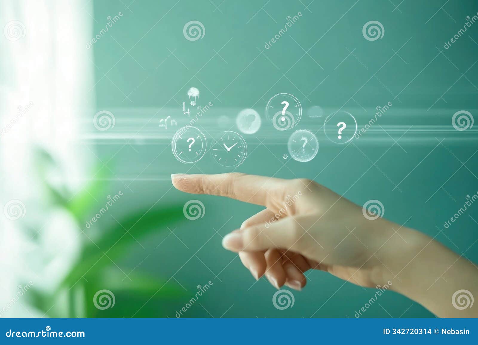 Futuristic Touch Interface with Floating Question Marks and Digital ...