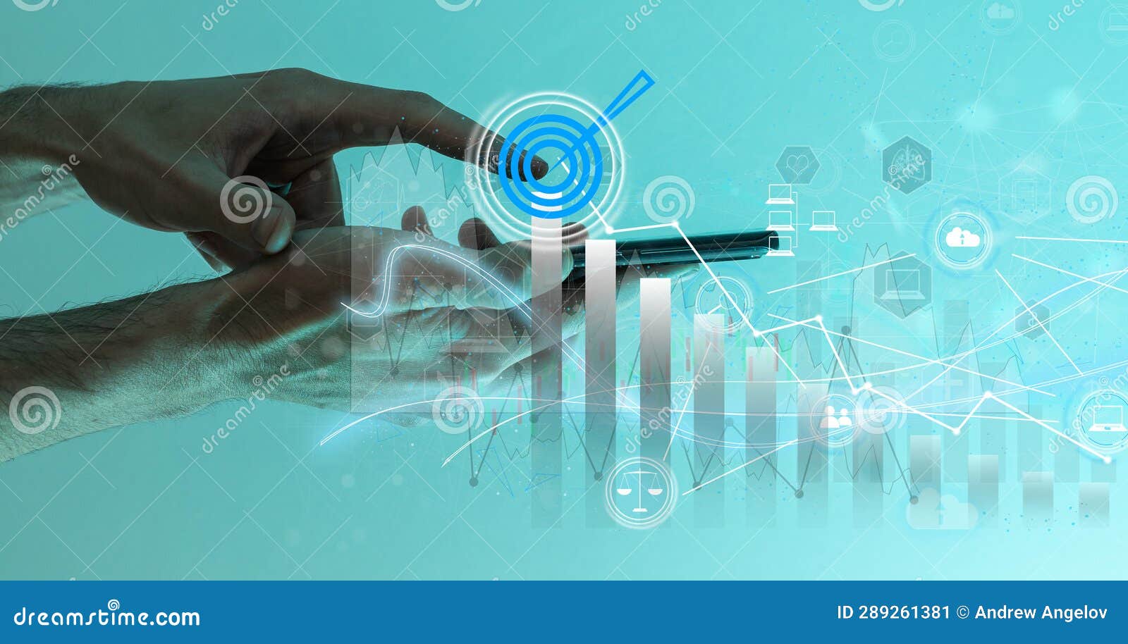 Futuristic Touch Screen Display with Streaming Image Stock Image ...