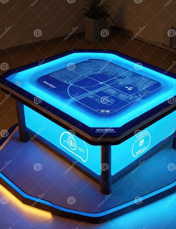 Futuristic Touch Screen in Modern Office Interior Stock Illustration ...
