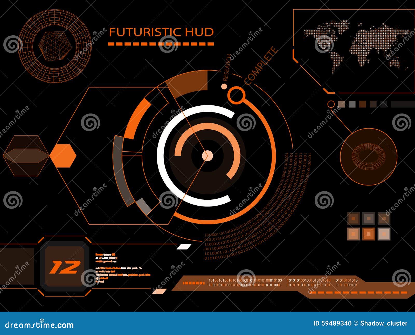 Futuristic Touch Screen User Interface HUD Stock Illustration - Illustration of gaming, graphic ...
