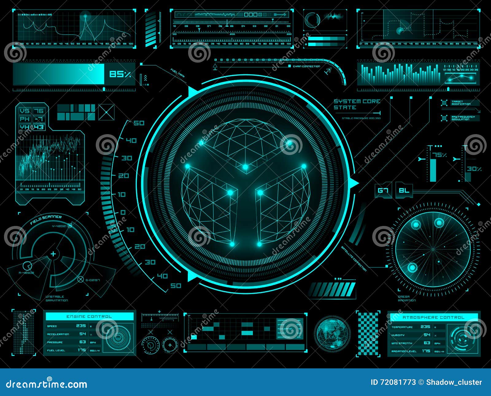 Futuristic User Interface Digital Design On Black Cartoon Vector ... Futuristic User Interface Digital Design On Black Cartoon Vector ...