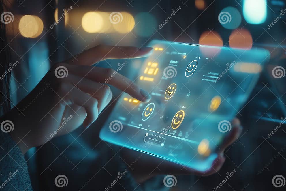 Futuristic Touchscreen Interaction Stock Illustration - Illustration of innovation, modern ...