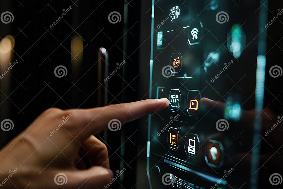 Futuristic Touchscreen Interface Technology Stock Illustration - Illustration of control ...