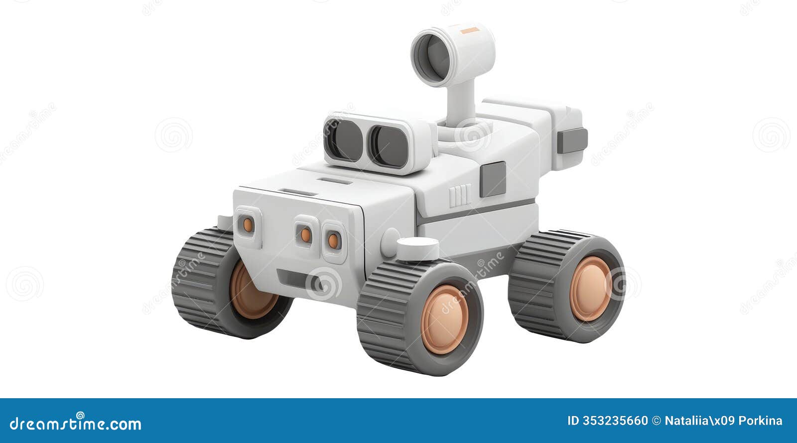 Futuristic Toy Rover Robot with Camera on Top Isolated on Transparent ...