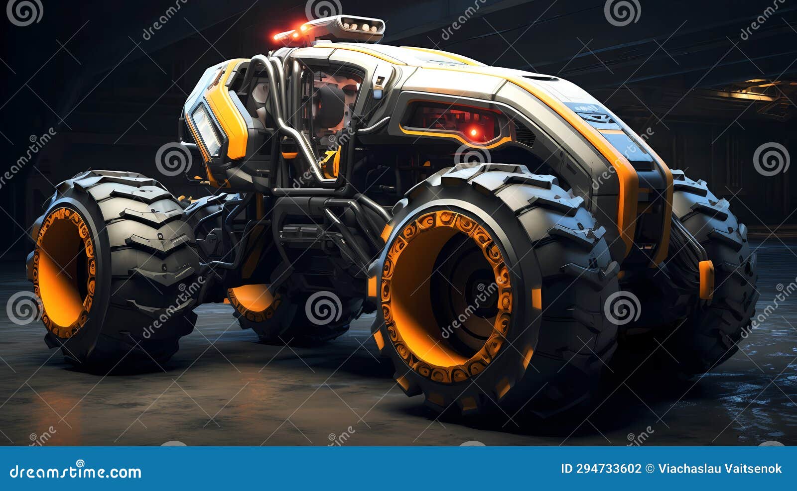 Futuristic Tractor Hyperrealistic 3D-Style Concept Stock Illustration ...