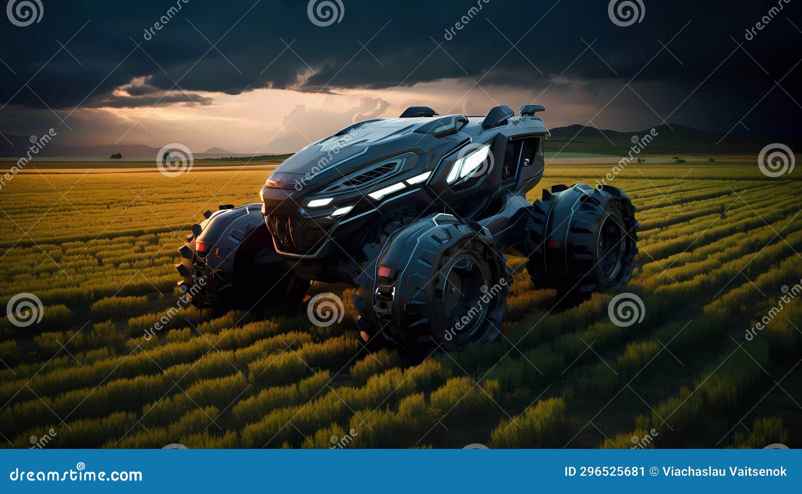 Futuristic Tractor Hyperrealistic 3D-Style Concept Stock Illustration ...