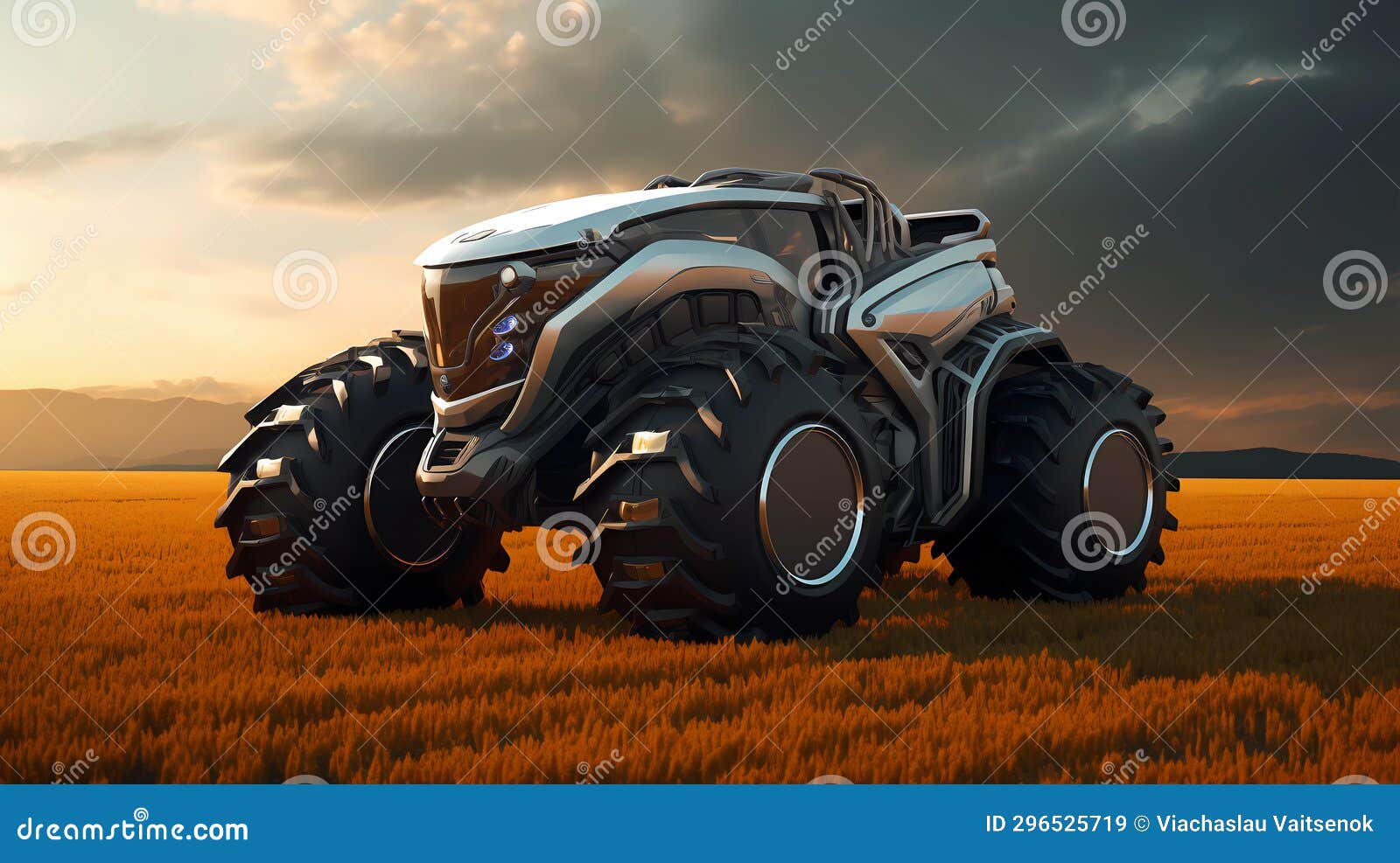 Futuristic Tractor Hyperrealistic 3D-Style Concept Stock Illustration ...