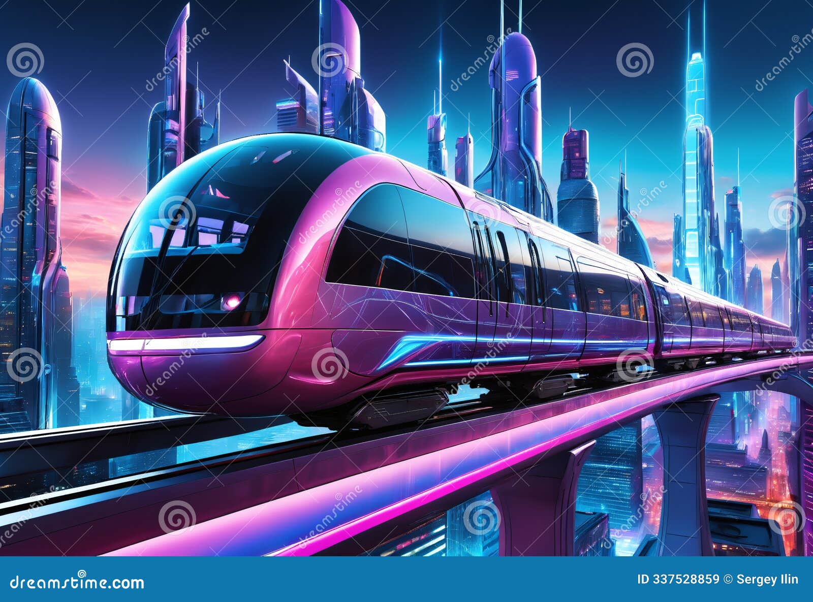Futuristic Train Zooms Through Enormous Tunnel Royalty-Free Stock Image ...