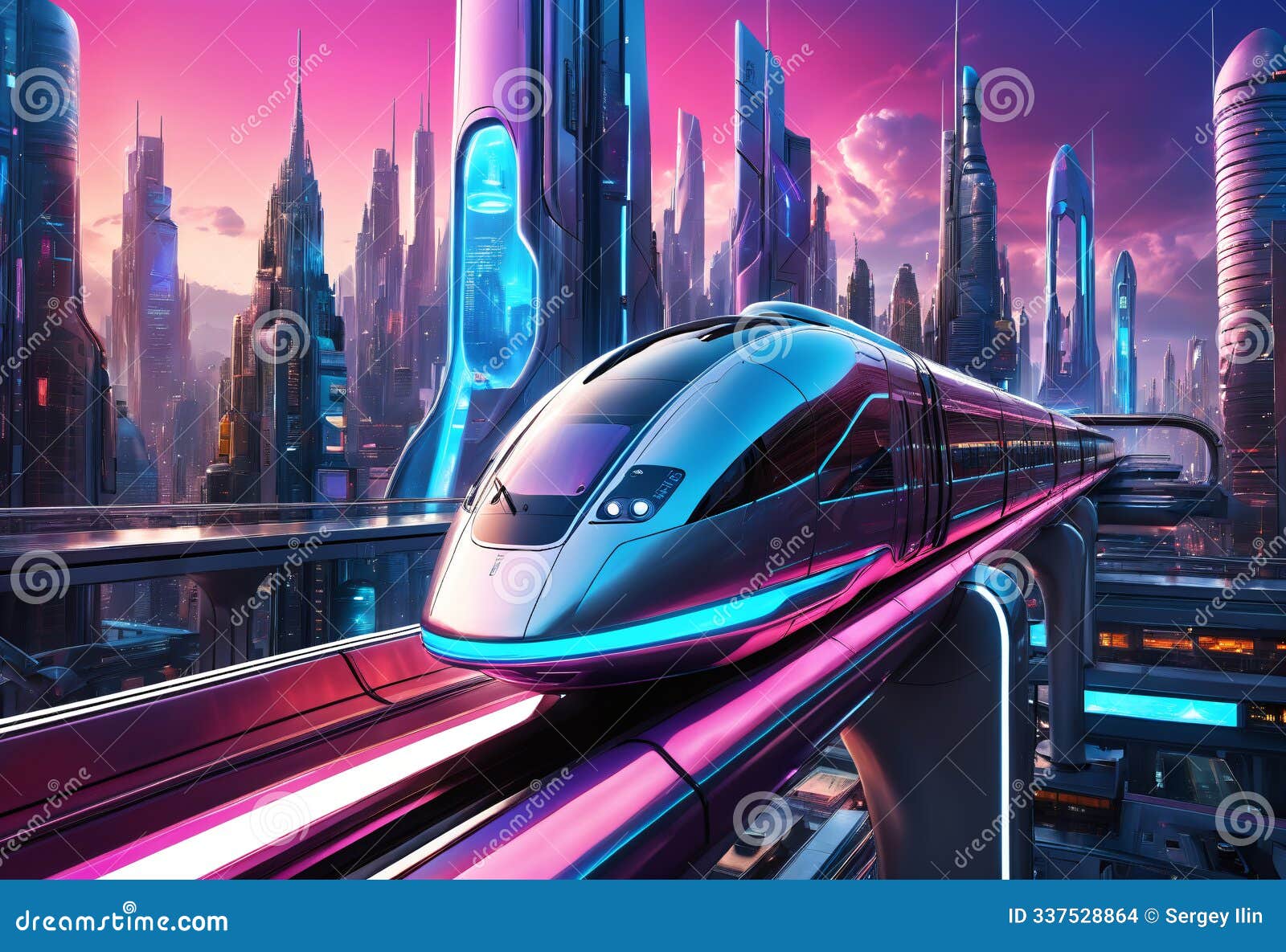 Futuristic Train Zooms Through Enormous Tunnel Stock Photography ...