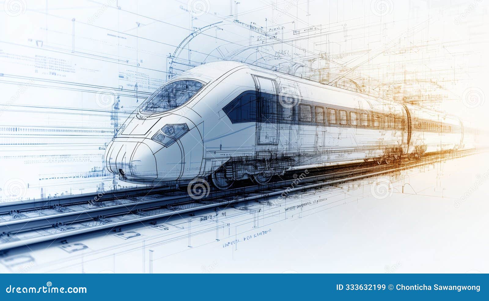 A Futuristic Train Design Set in a Dynamic Architectural Blueprint ...