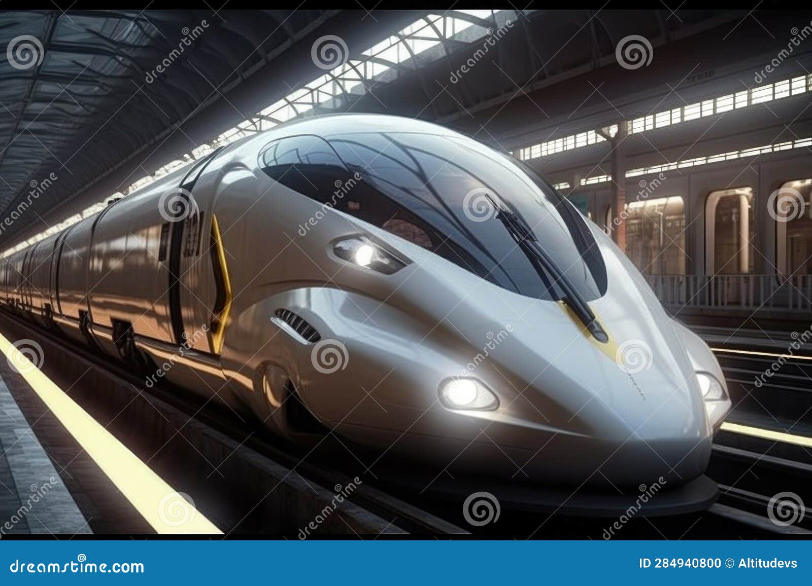 Futuristic Train Design with Sleek Aerodynamic Shape Stock Illustration ...