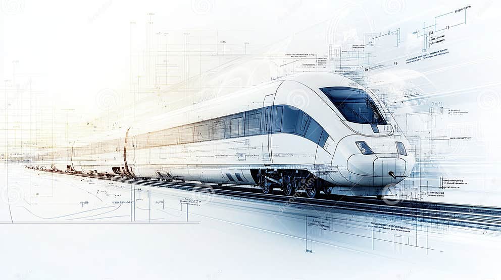 Futuristic Train Design with Sleek Lines and Technical Blueprints ...