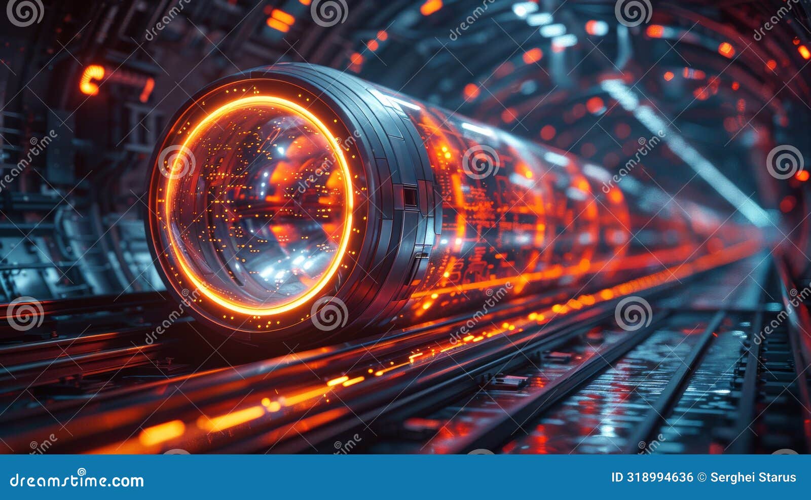 A Futuristic Train with Glowing Lights on the Inside of it, AI Stock ...