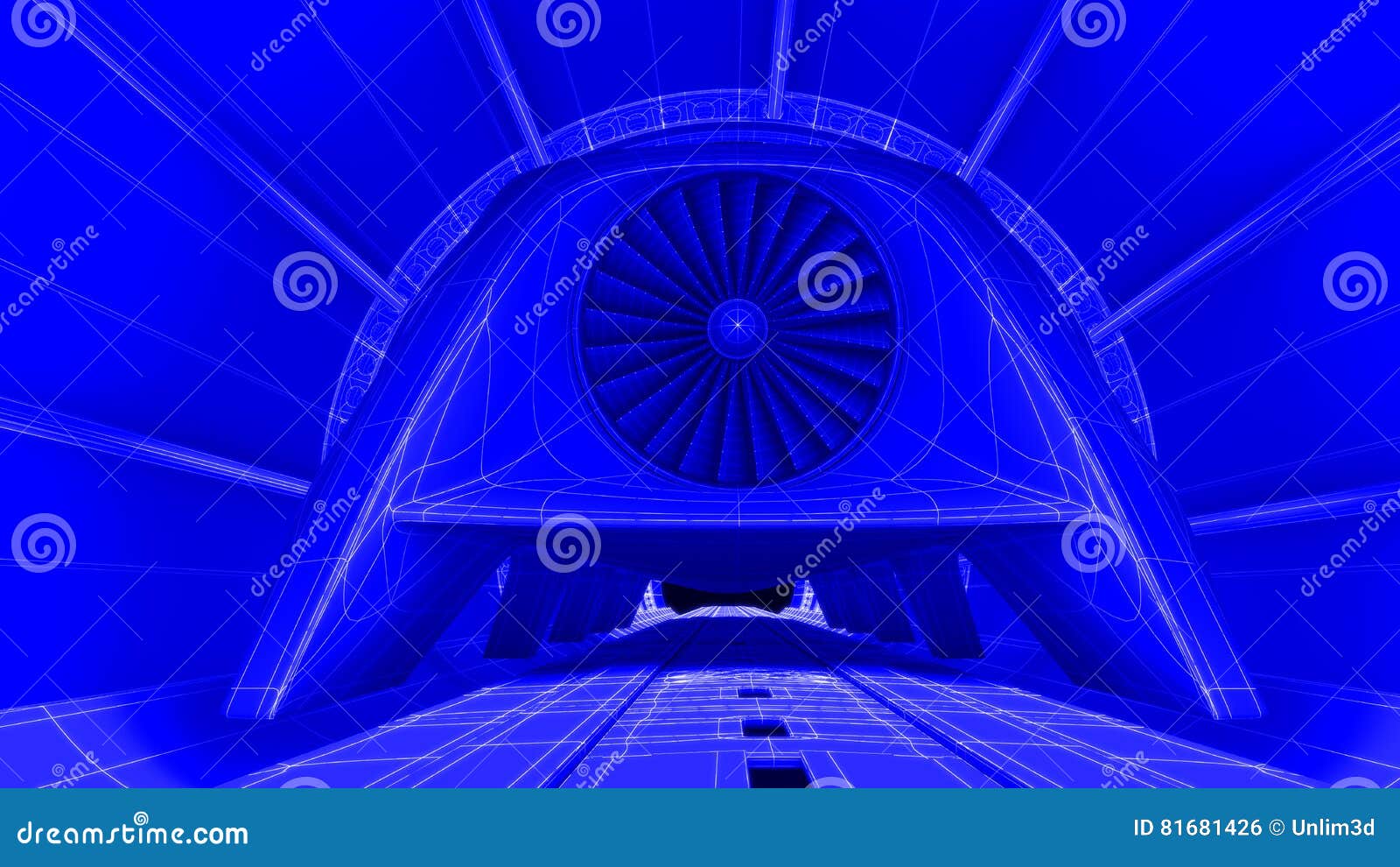 Futuristic Train Module on Magnetic Track, Blueprint Background. 3d ...