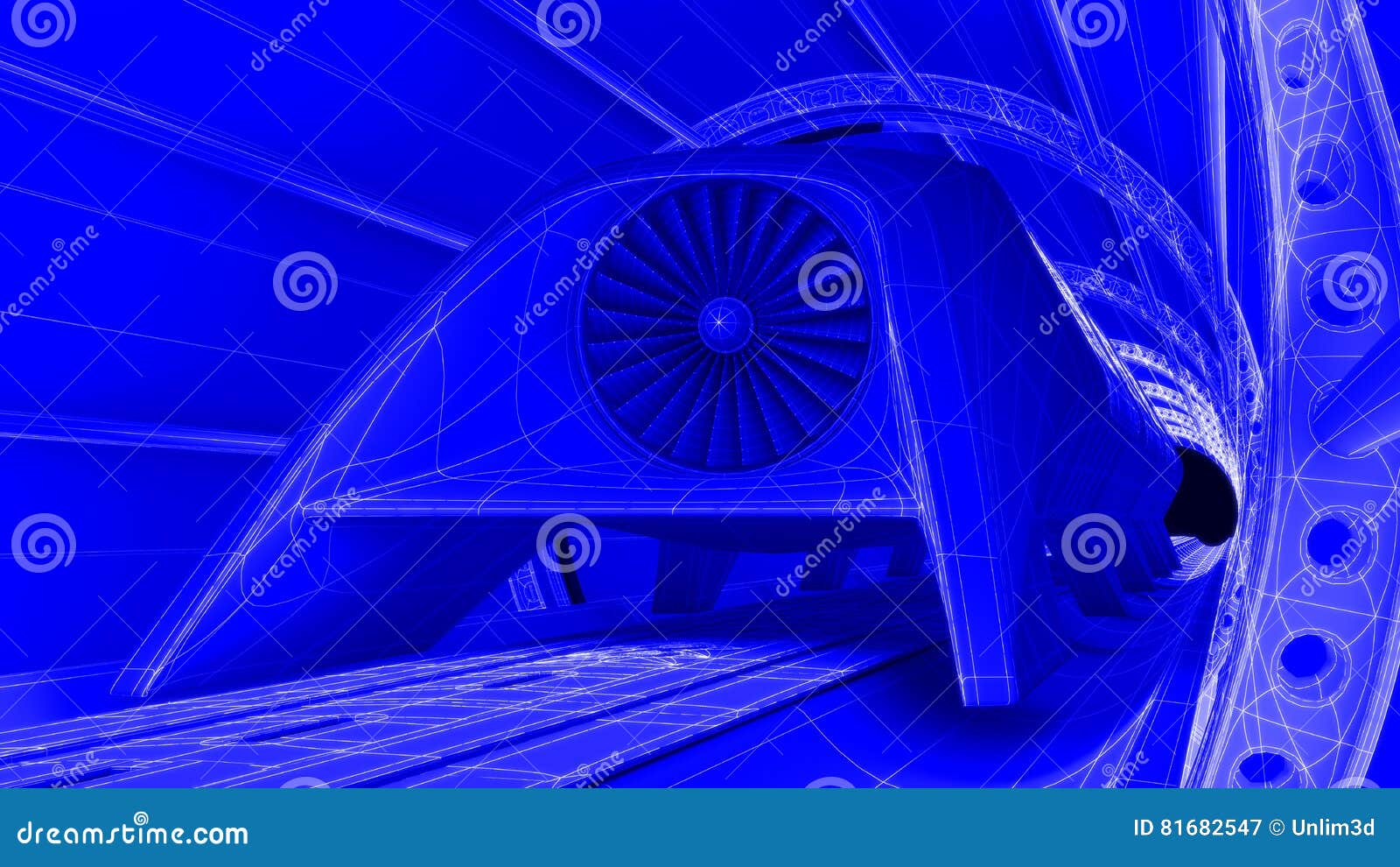 Futuristic Train Module on Magnetic Track, Blueprint Background. 3d ...