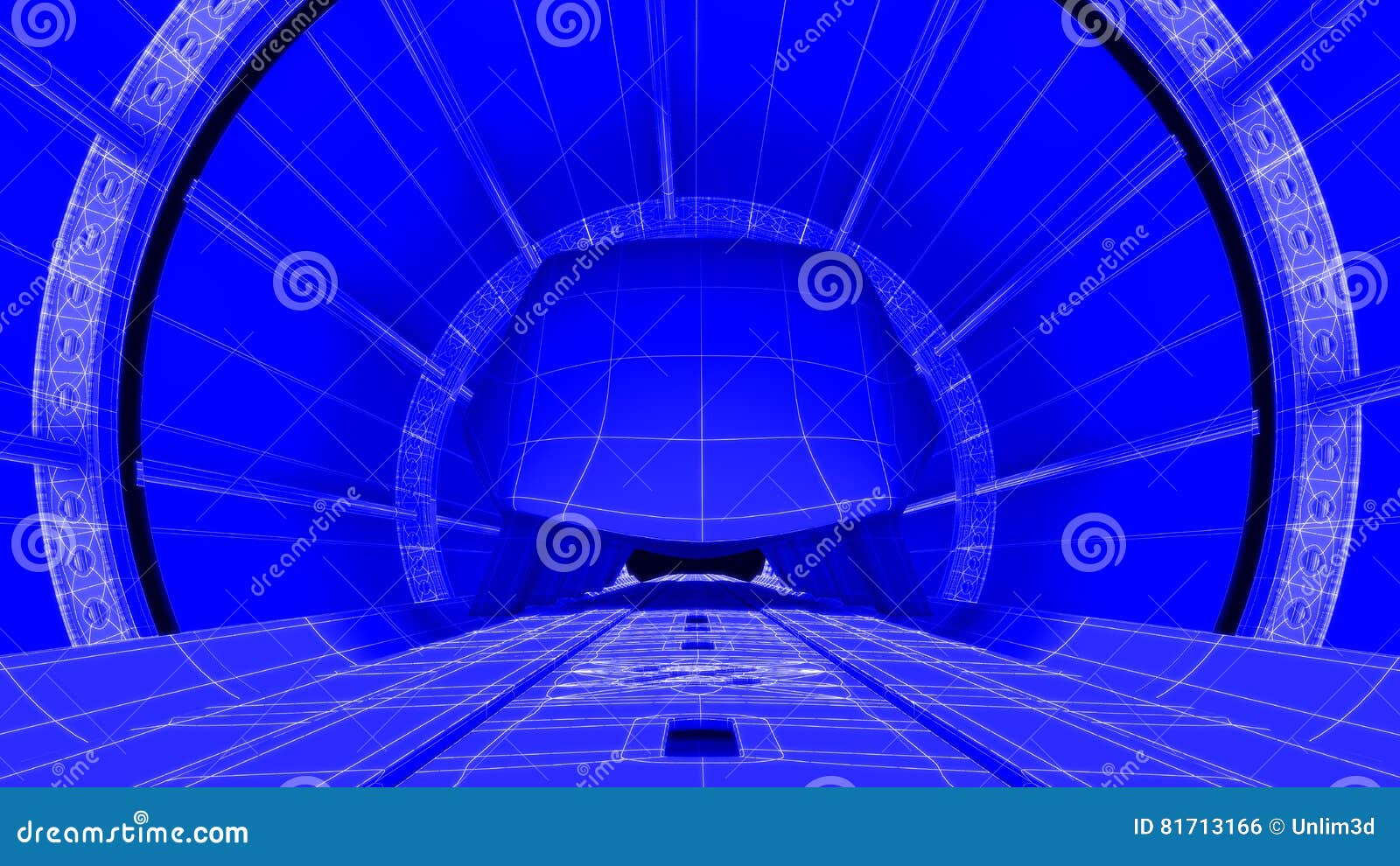 Futuristic Train Module on Magnetic Track, Blueprint Background. 3d ...
