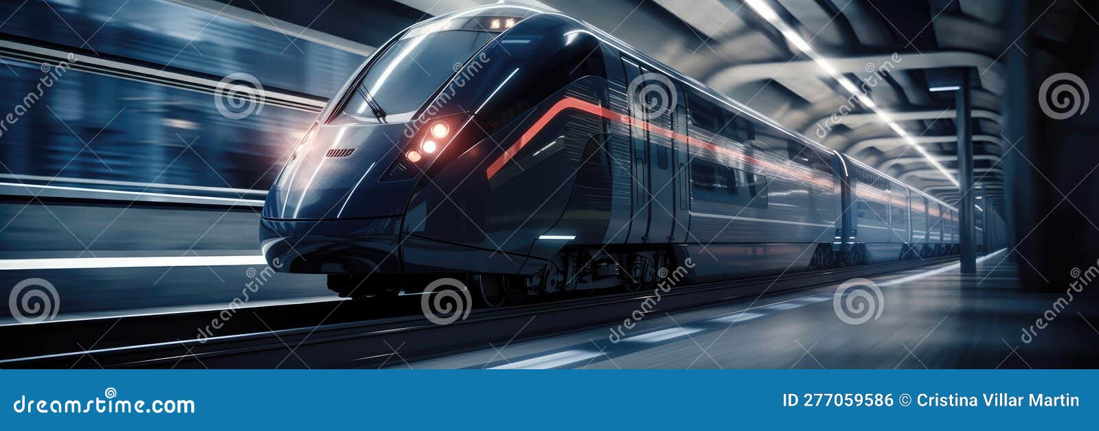 Futuristic Train Moving Forward Fast, Motion Blur. Generative AI. Stock ...