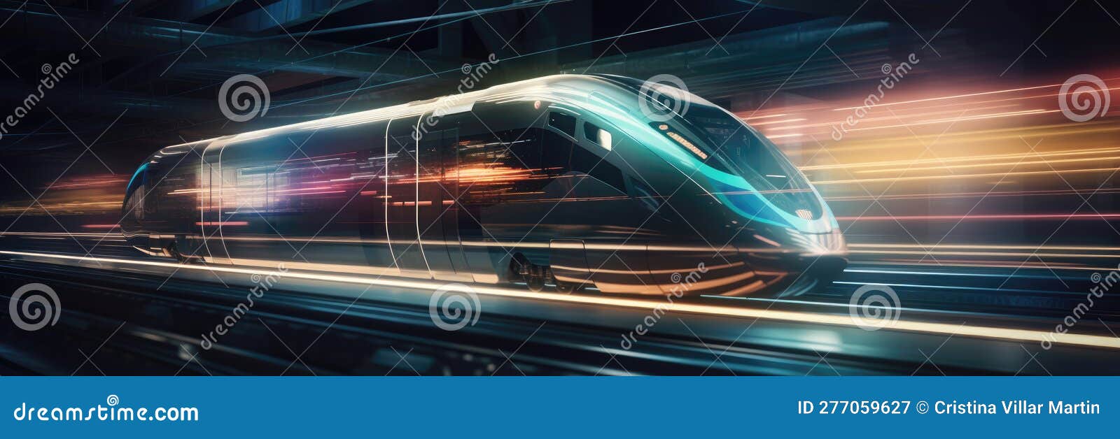 Futuristic Train Moving Forward Fast, Motion Blur. Generative AI. Stock ...
