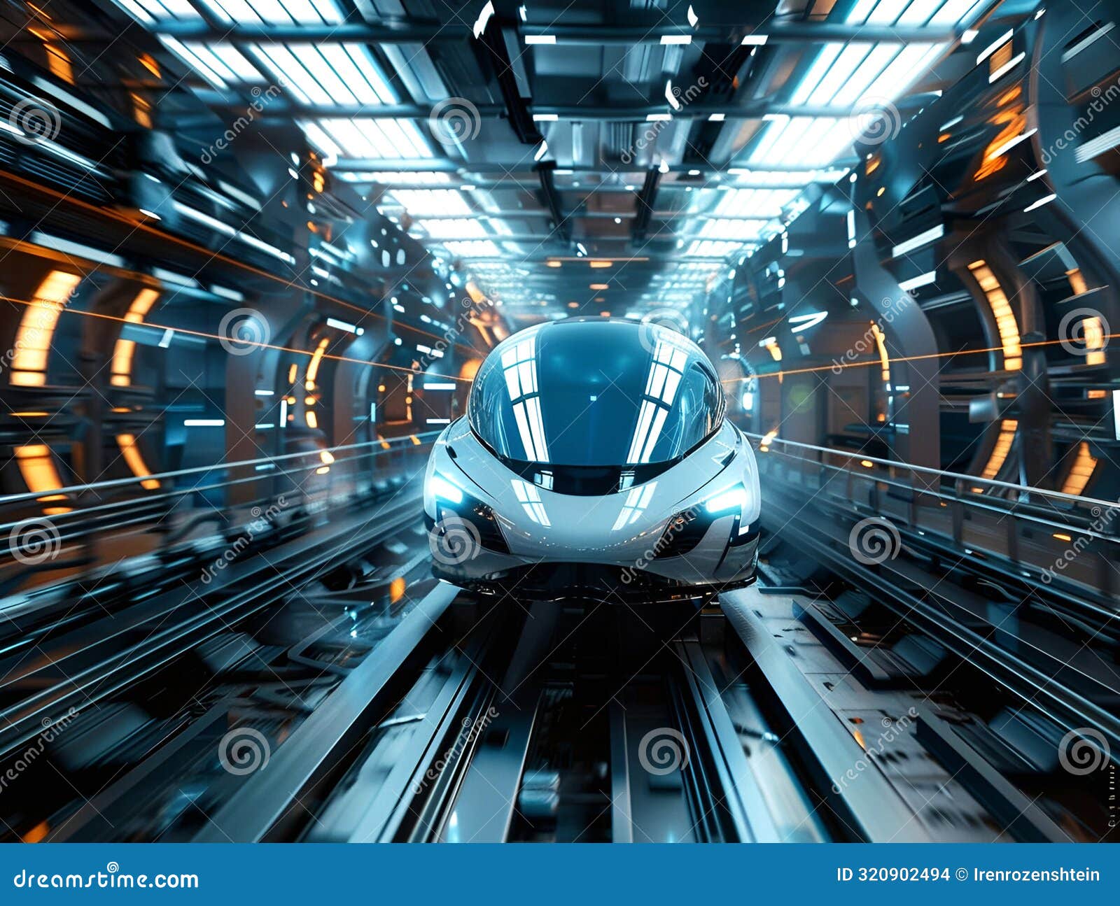 Futuristic Train Speeding through a Modern Metro Tunnel Stock ...