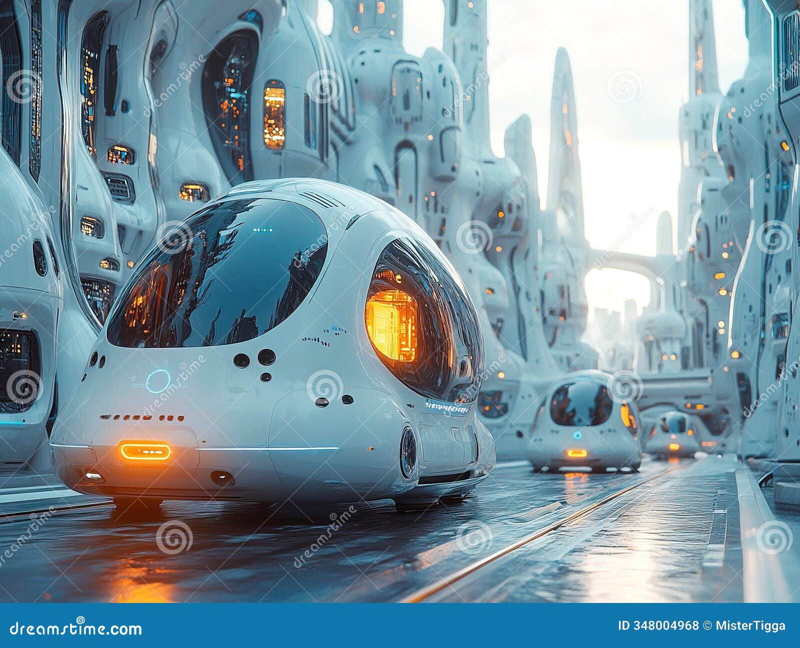 A Futuristic Train Station Scene Features a Pod-like Shuttle ...