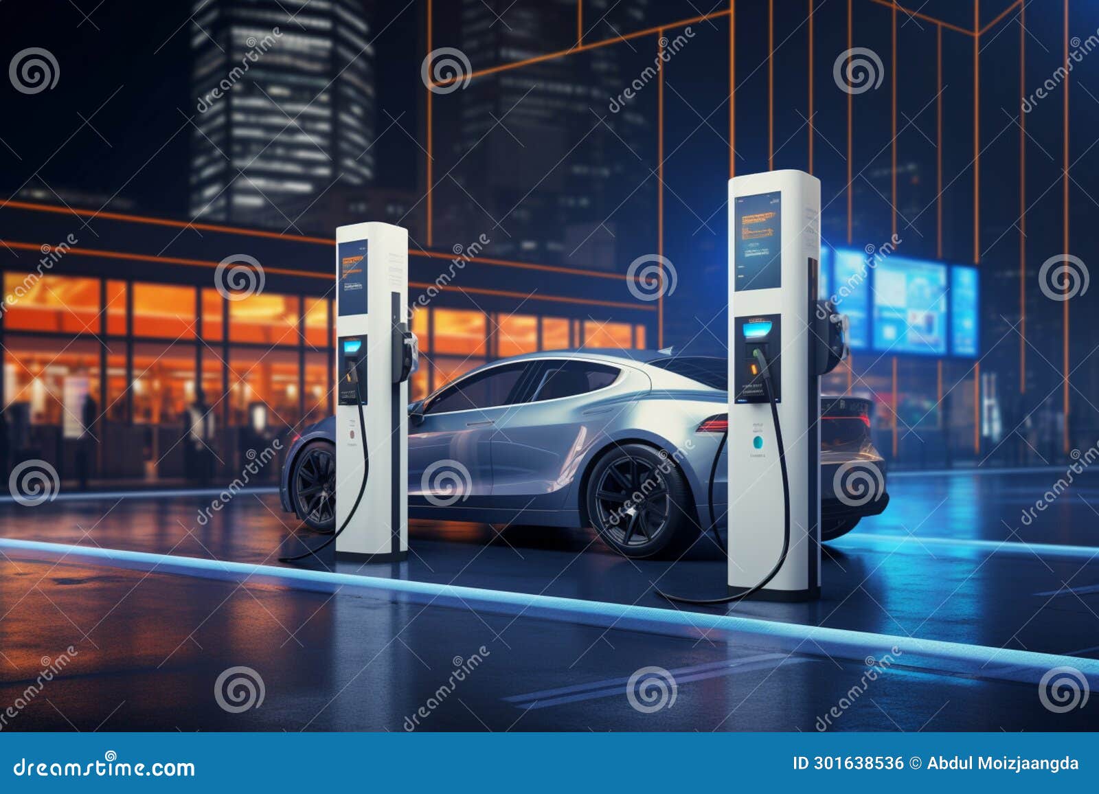 Futuristic Transit, 3D Rendering of an EV Station Concept Stock ...