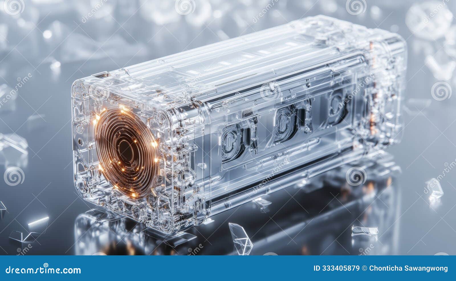 A Futuristic Transparent Battery Displaying Intricate Designs and ...