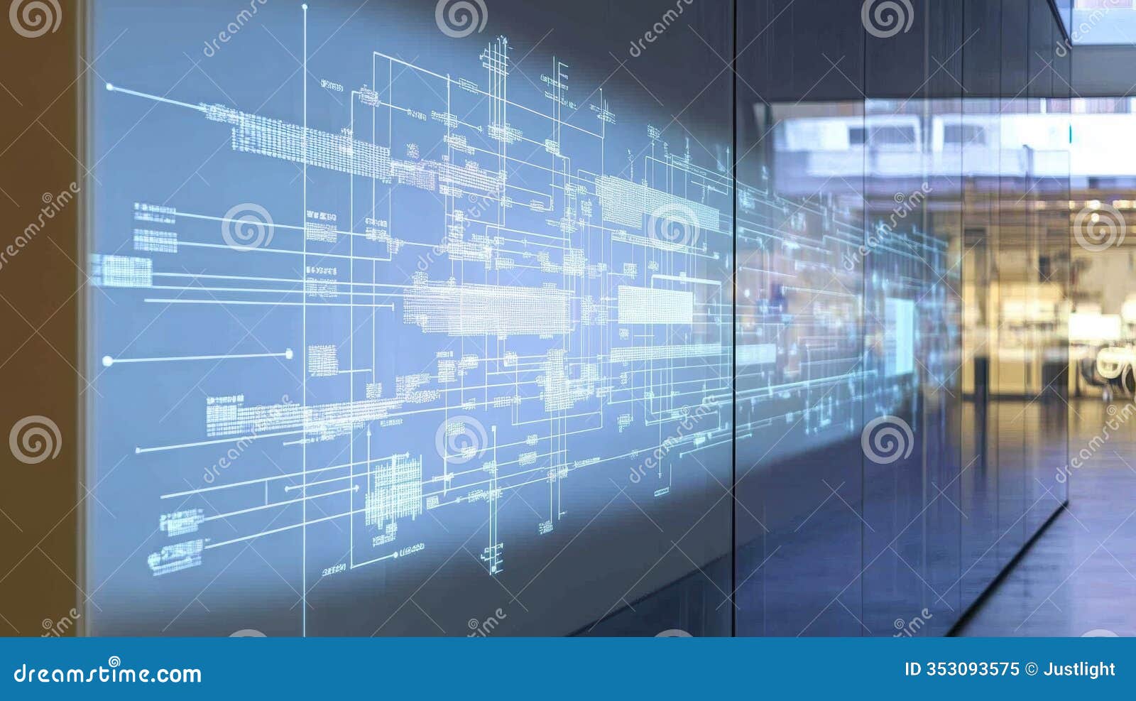 Futuristic Transparent Display Showing Complex Data Flow in Modern ...