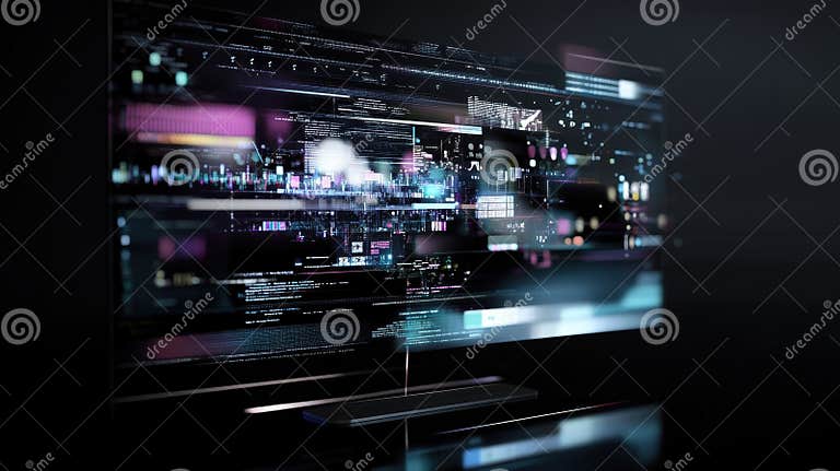 Futuristic Transparent Screen Showing Programming Code and Data ...