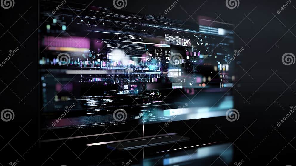 Futuristic Transparent Screen Showing Programming Code and Data Analysis Charts Stock Photo ...