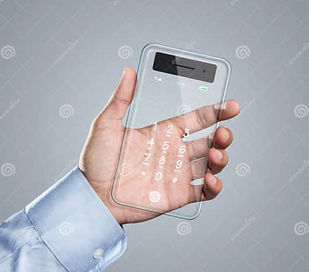 Futuristic Transparent Smart Phone in Hand Stock Photo - Image of ...