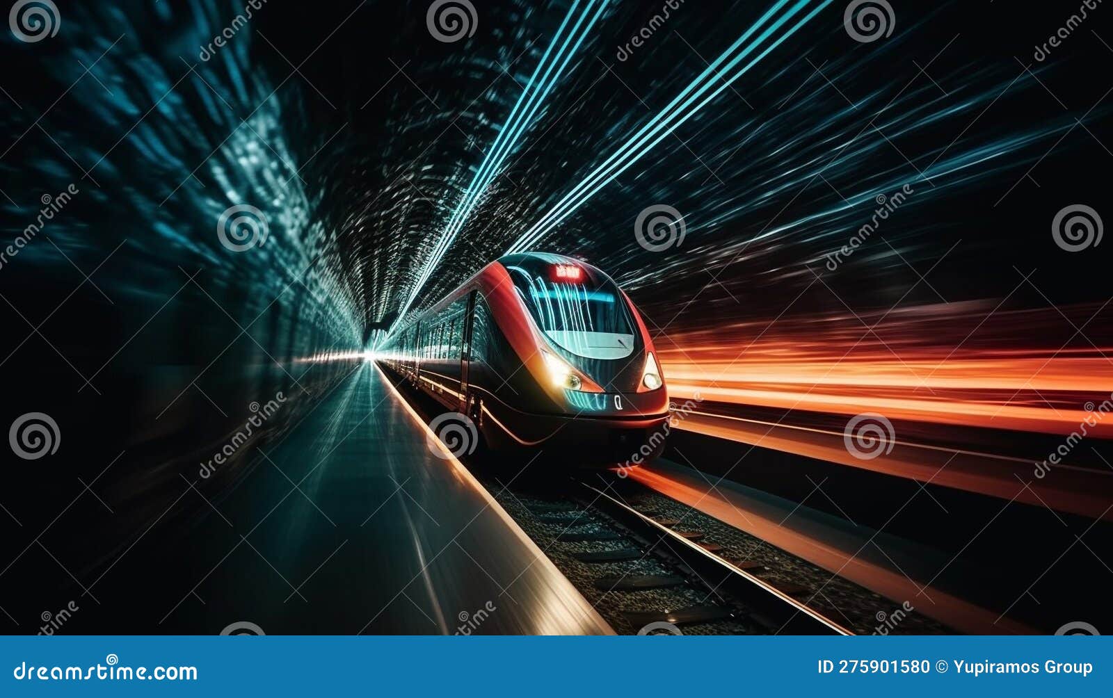 Futuristic Transportation on Blurred Railroad Track Journey Generated ...