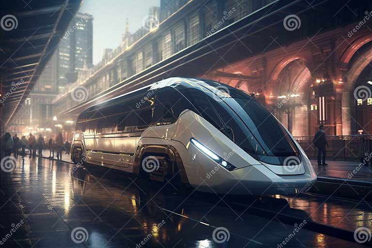 Futuristic Transportation Scenes Reflecting the Stock Image - Image of ...