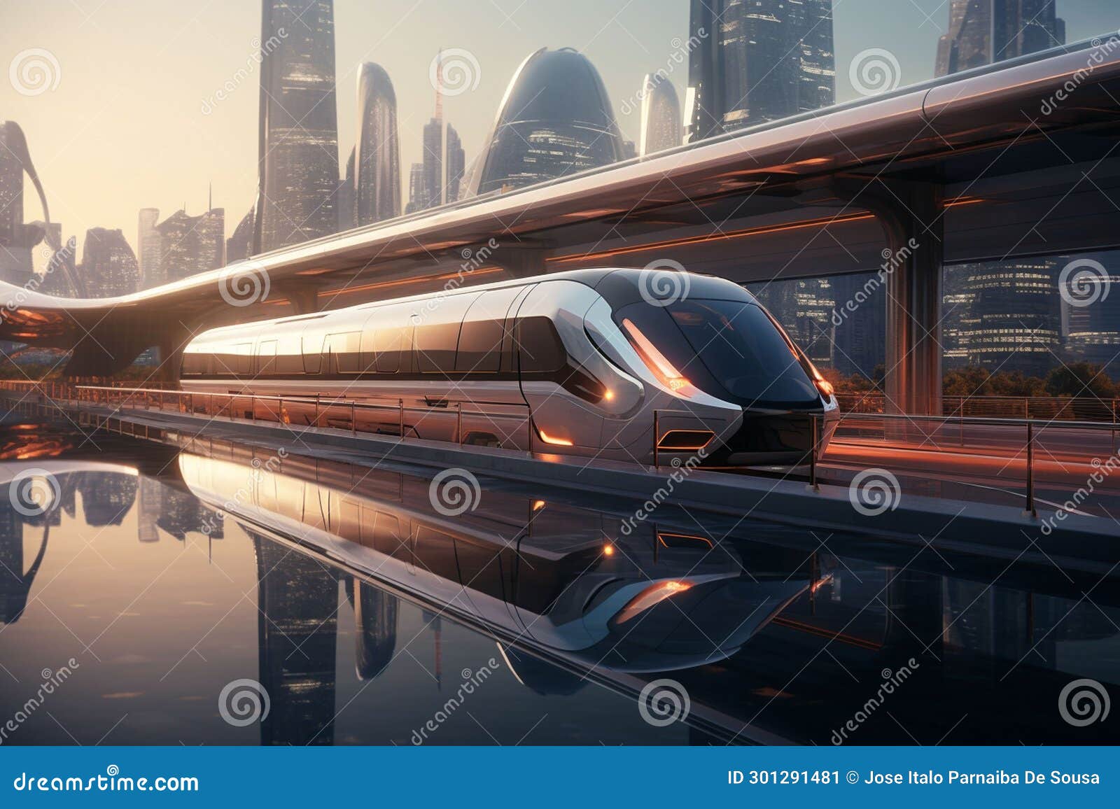 Futuristic Transportation Scenes Reflecting the Stock Image - Image of ...