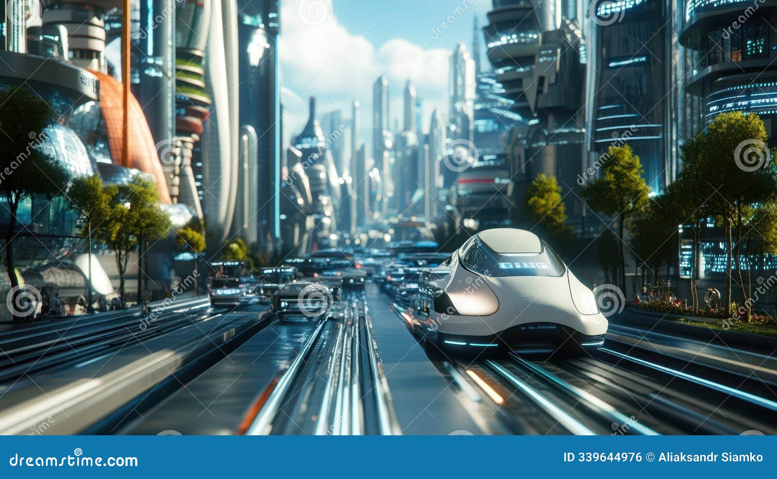 Futuristic Transportation System with Autonomous Vehicles Navigating a ...